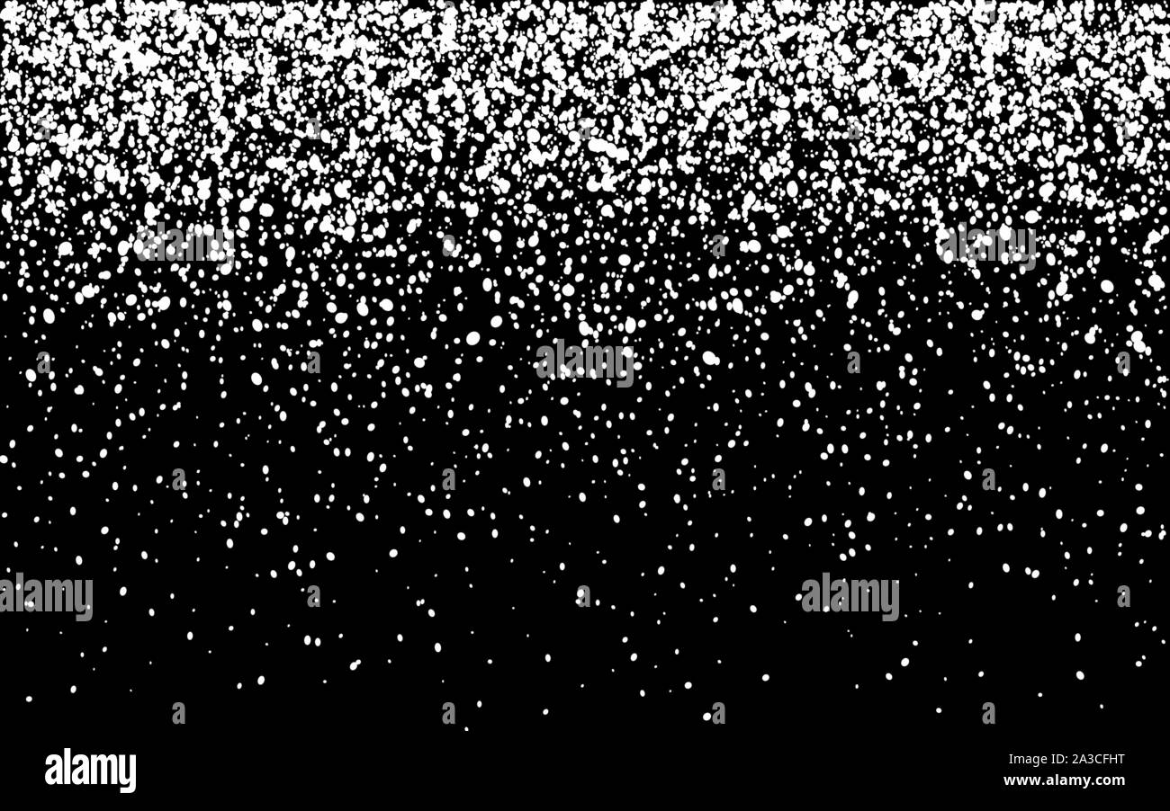Falling snow or night sky with stars vector pattern. Black and white ...