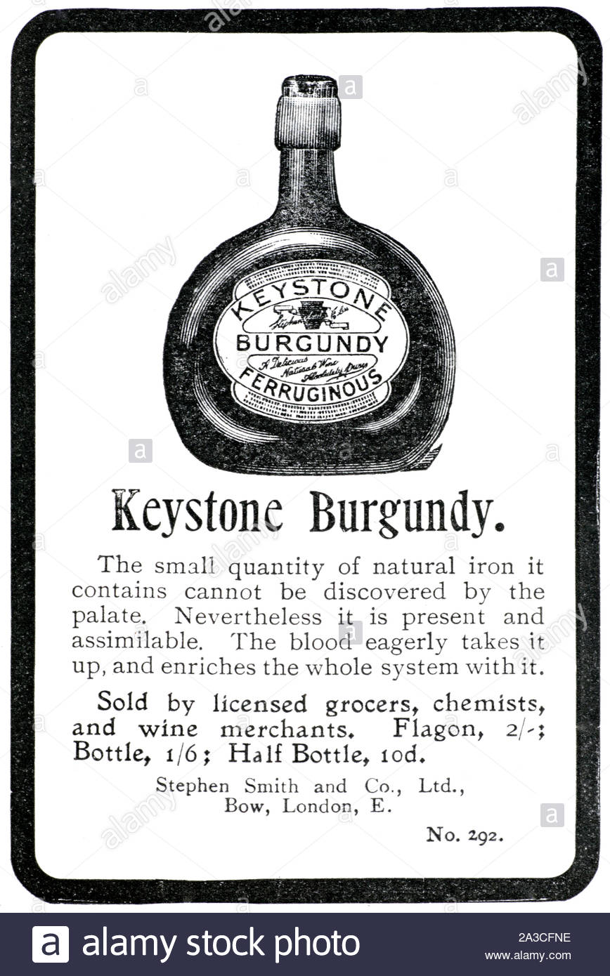 Victorian era, Keystone Burgundy, vintage advertising from 1899 Stock ...