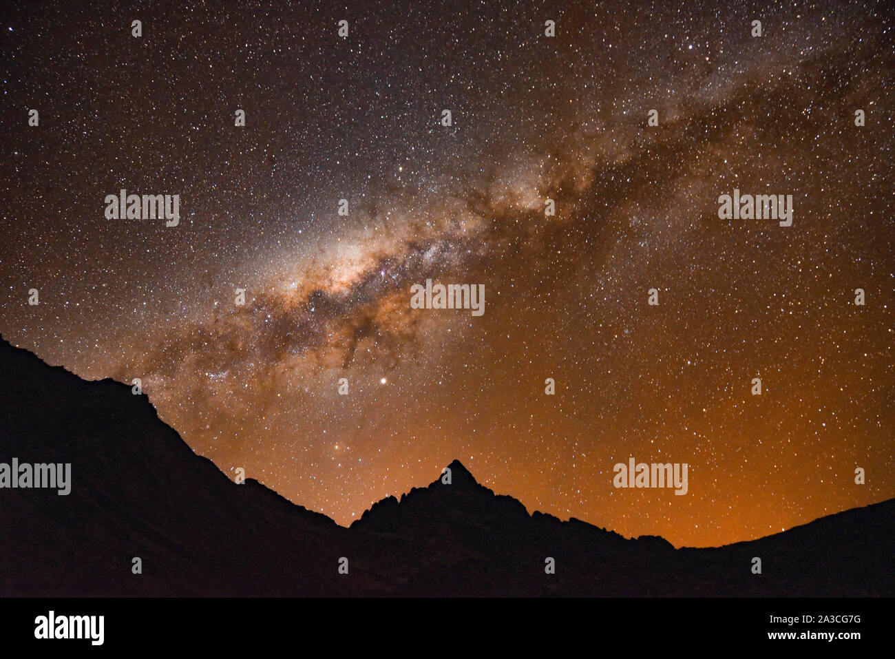 Milky Way and starry skies over Mt Ausangate and the Andes mountains ...