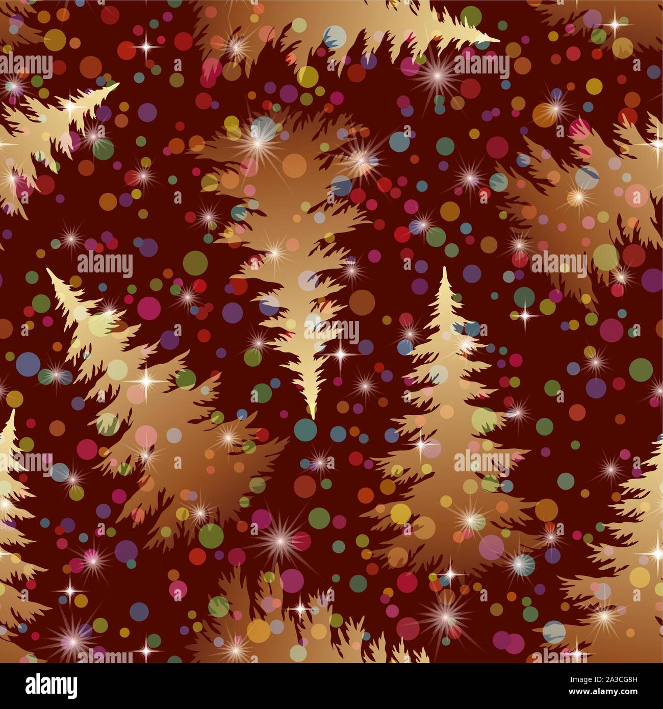 Seamless Pattern, Christmas Holiday Trees Silhouettes on Abstract ...