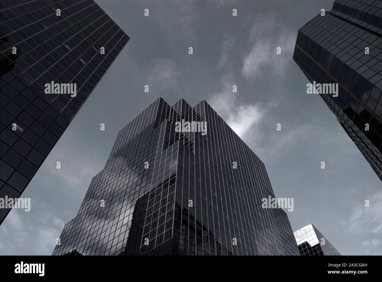 Monochrome Downtown Buildings seen from Below Stock Photo - Alamy
