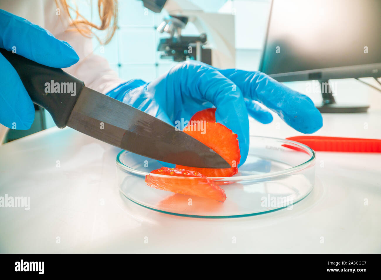 Young woman in food quality control lab Stock Photo - Alamy
