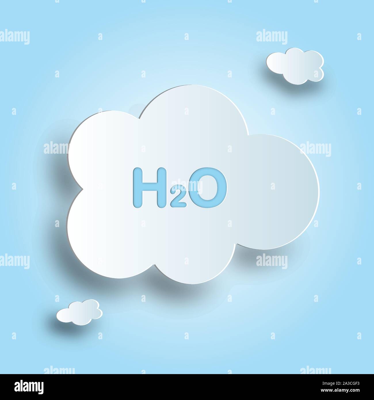 Cloud with water formula on blue sky background. Concept of clean water ...