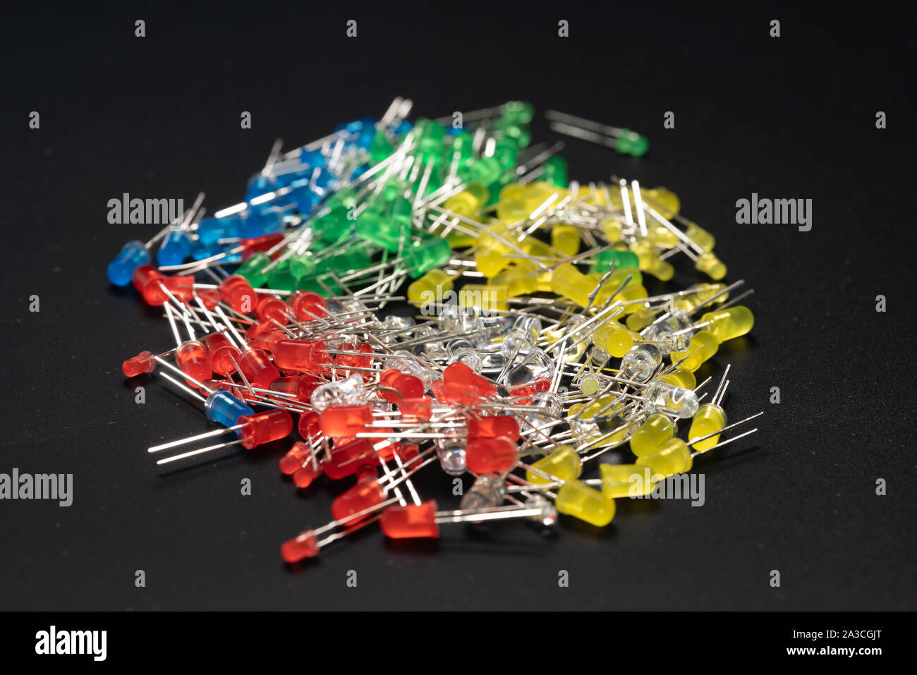 Set of colored LED light-emitting diode (LED) on background Stock Photo ...