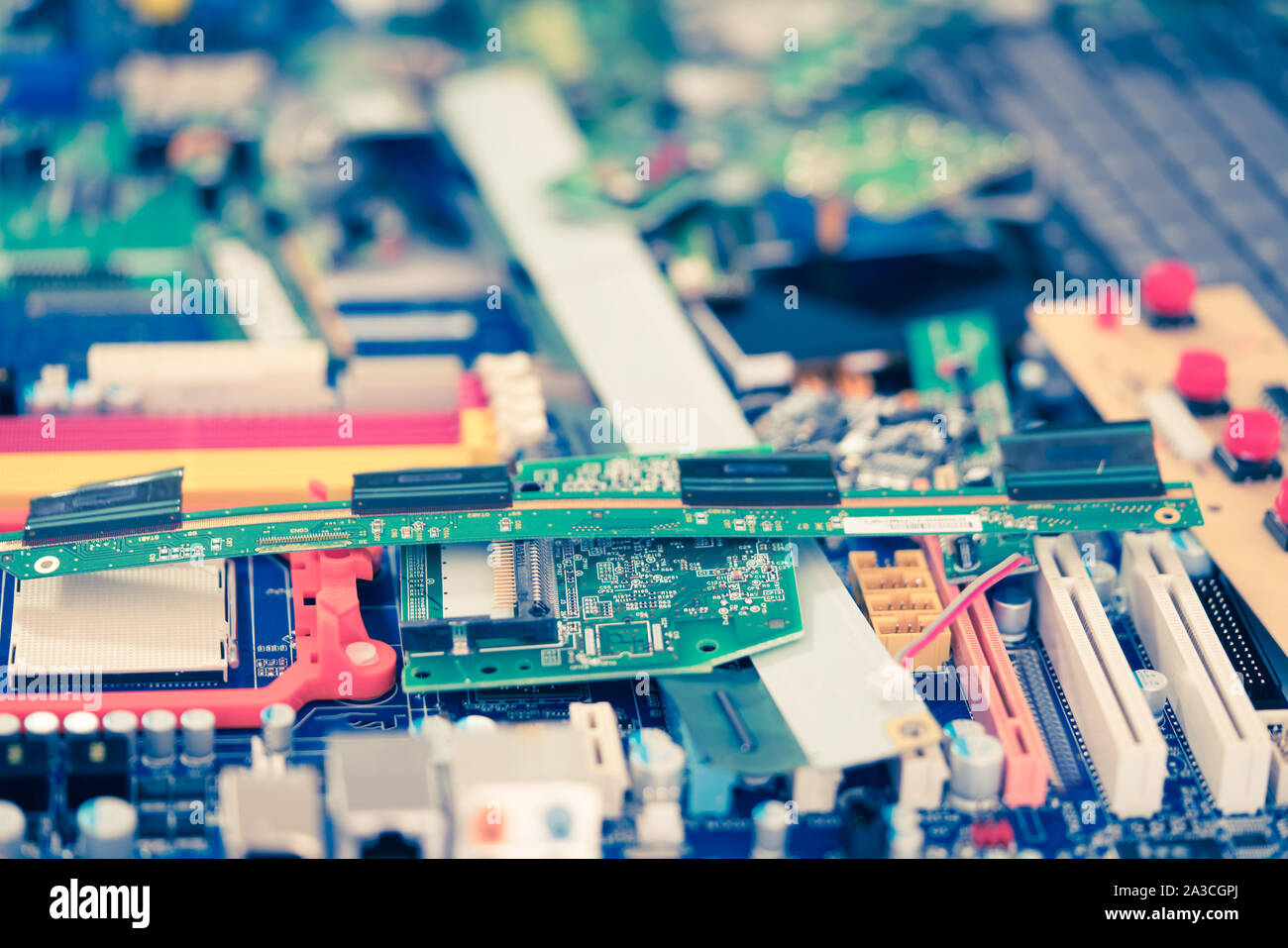 electronic PCB garbage as background from recycle industry and old ...