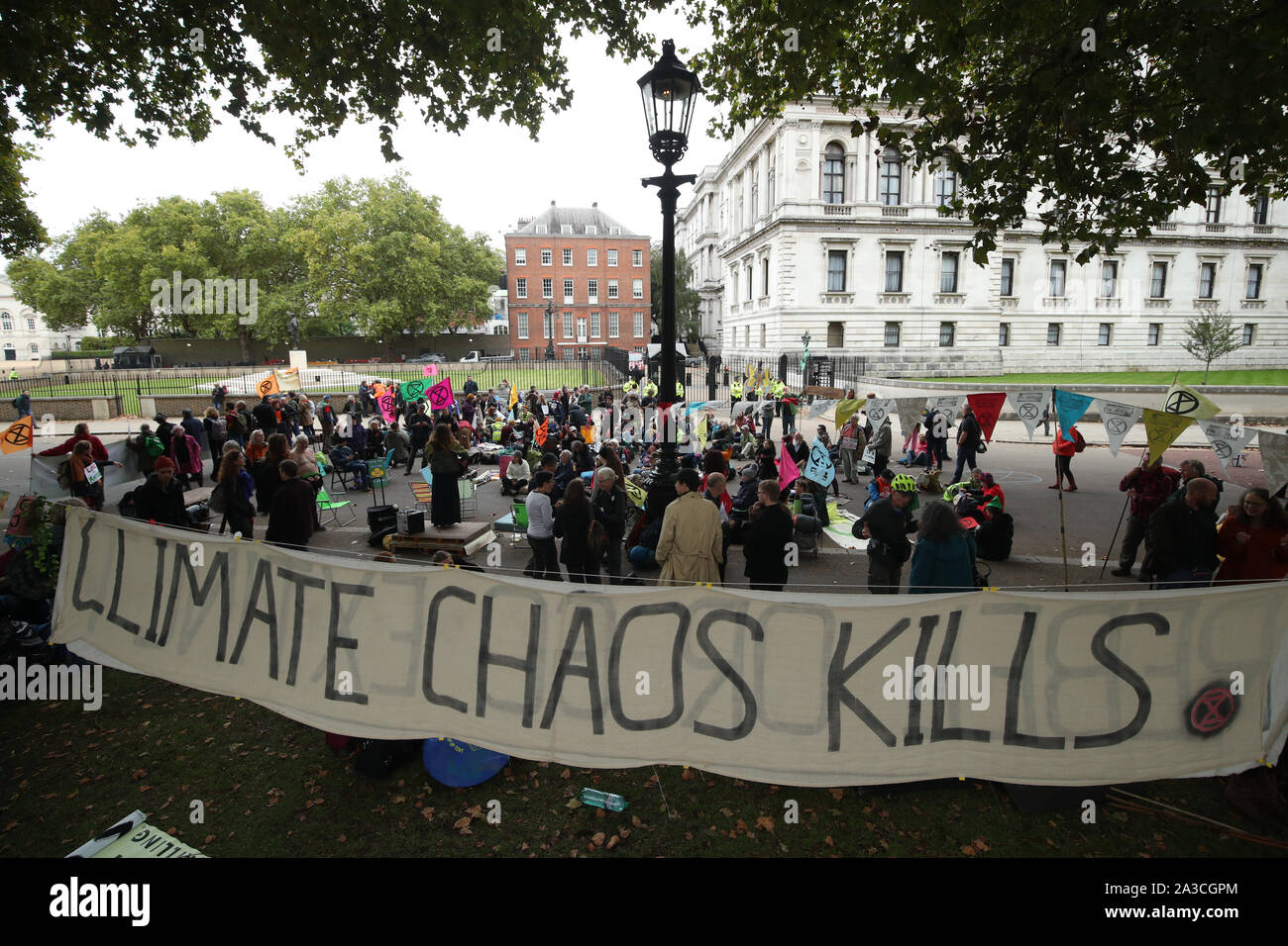 Protesters camped out at the back of Downing Street during an ...