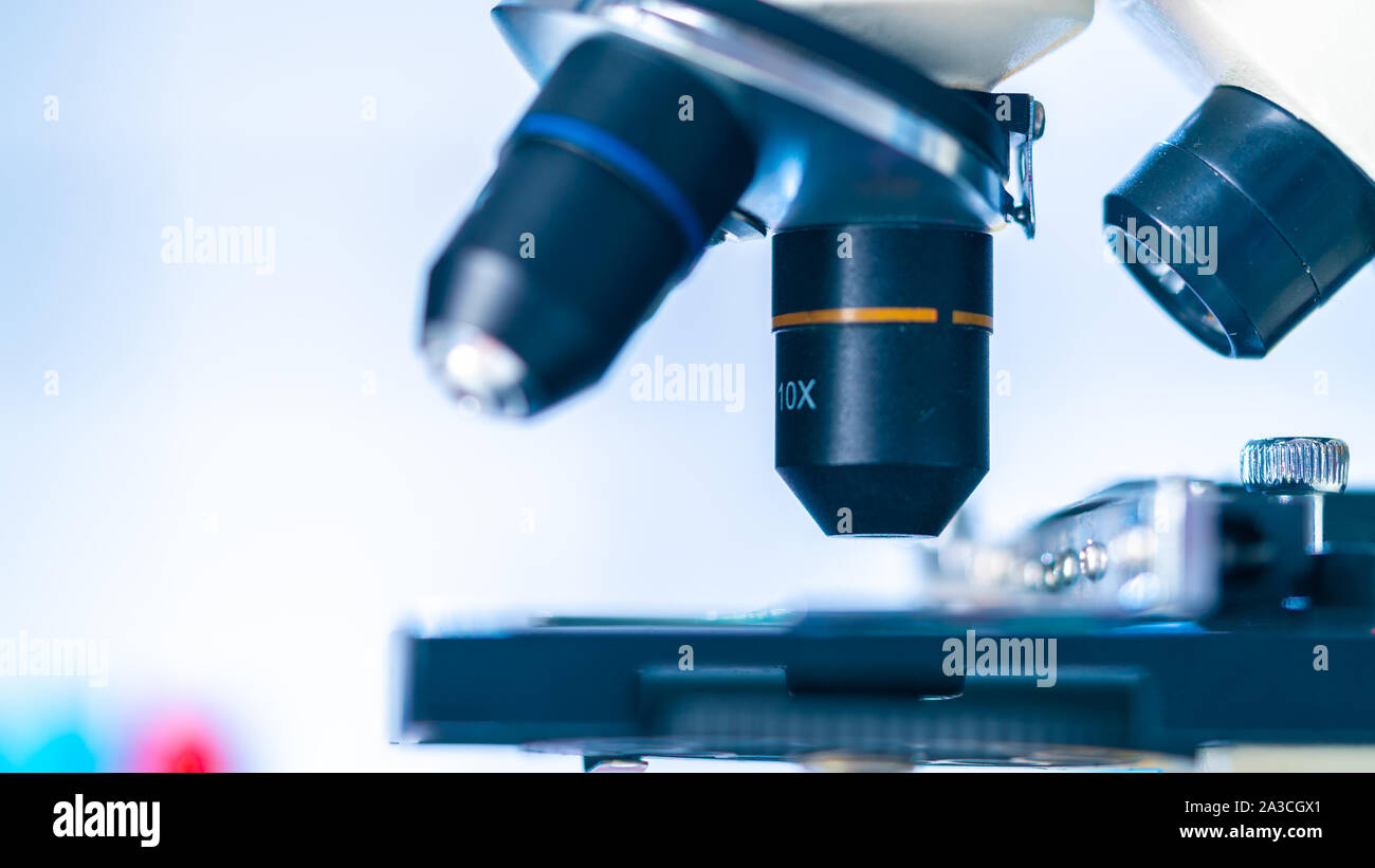 Microscope on blurred background hi-res stock photography and images ...