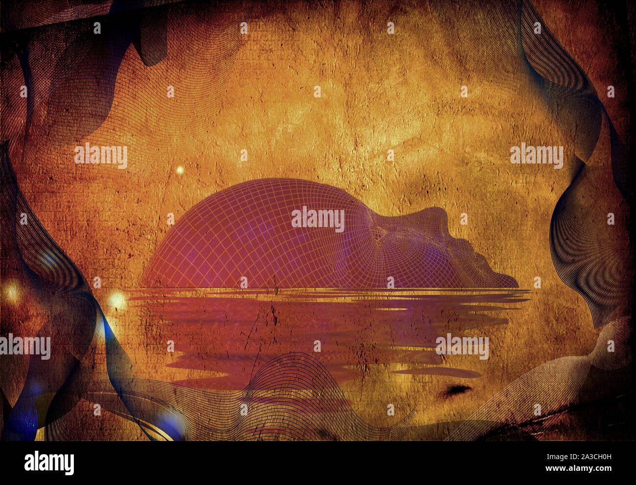 Human Like Droid Face in Water Stock Photo - Alamy