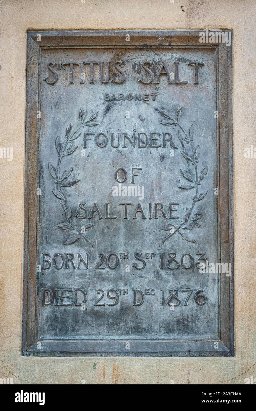 Statue of Titus Salt, in Roberts Park, Saltaire, UNESCO World heritage ...