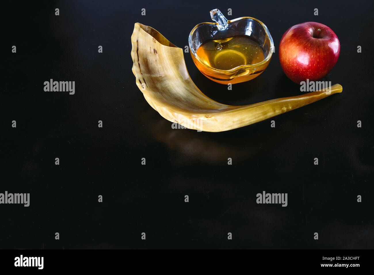 Rosh Ha Shana - Jewish new year composition of an red apple, jar of ...