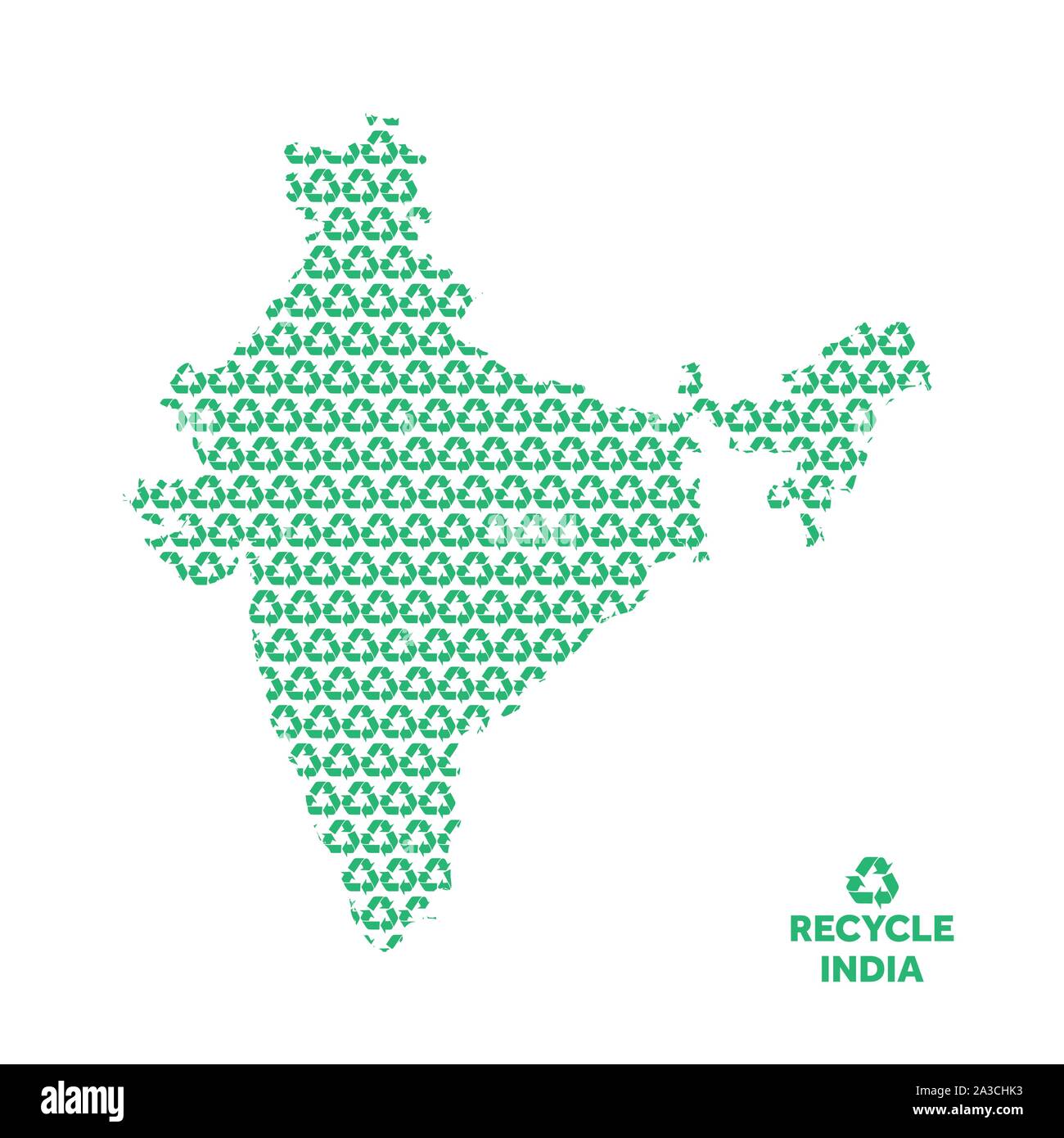 India map made from recycling symbol. Environmental concept Stock ...