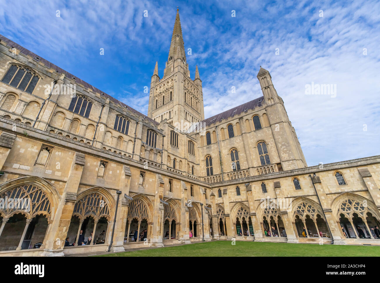 Old and ancient Norman cathedral against a bright blue sky Stock Photo ...