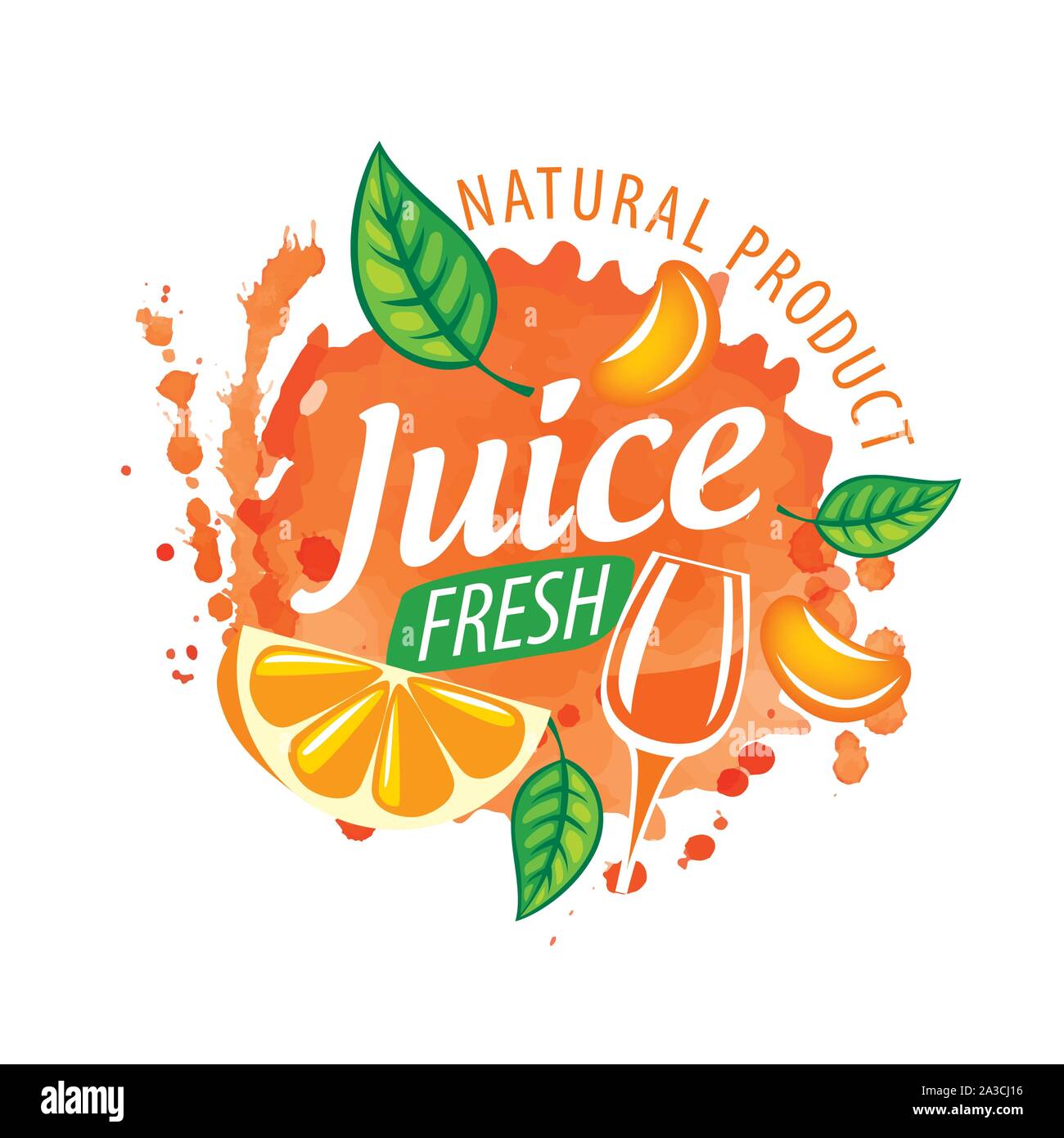 Vector logo orange juice splatter on white background Stock Vector ...