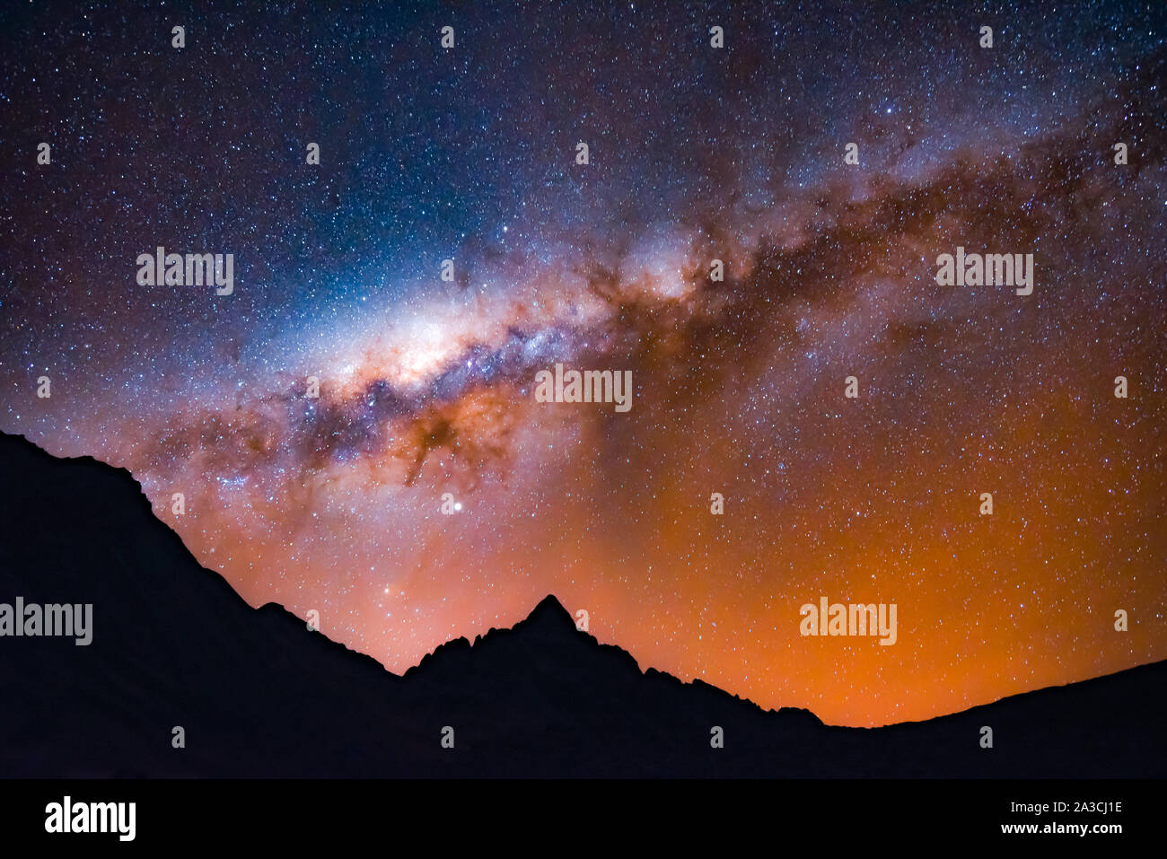 Milky Way and starry skies over Mt Ausangate and the Andes mountains ...