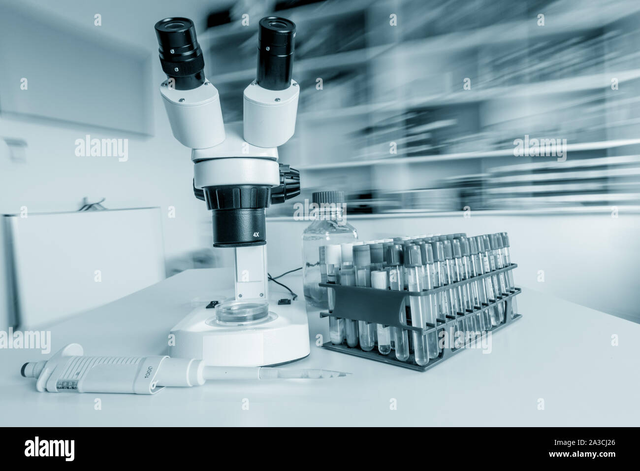 Laboratory microscope with blurred background Stock Photo - Alamy
