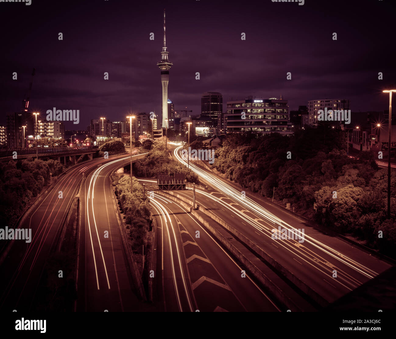 Night view of Auckland, New Zealand Stock Photo - Alamy