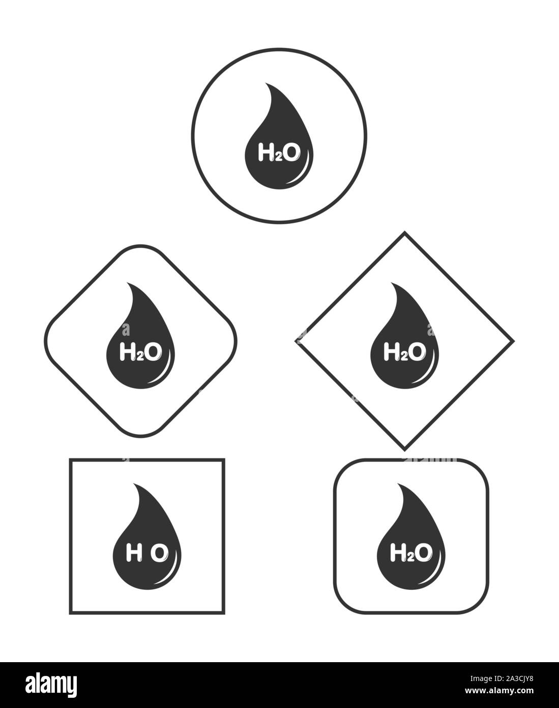 Set of icons. Drop with water formula. Flat design Stock Vector Image ...