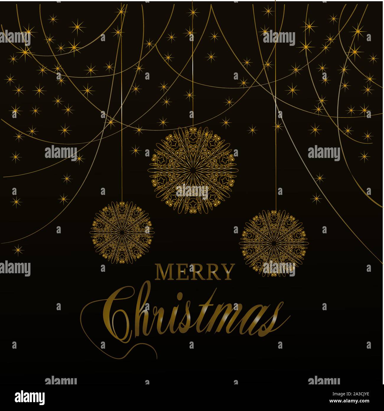 Merry Christmas gold glittering lettering design. Vector illustration ...