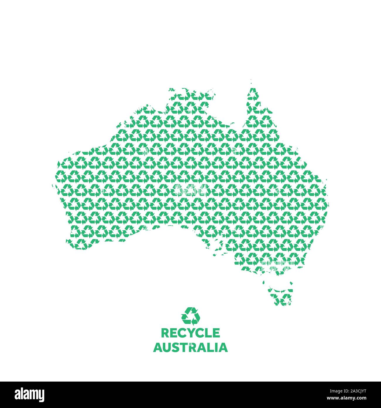 Australia map made from recycling symbol. Environmental concept Stock ...
