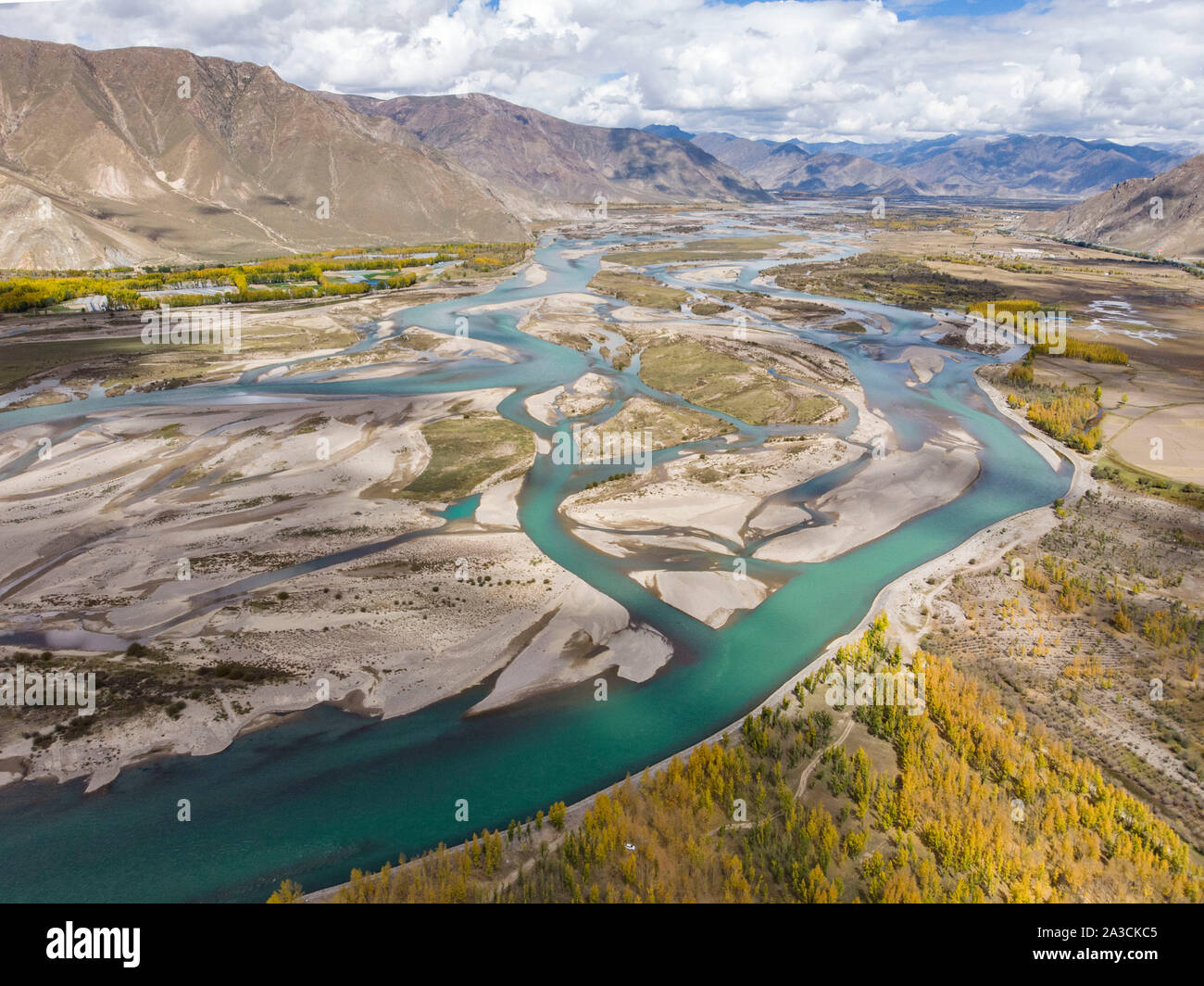 Lhasa. 7th Oct, 2019. Aerial photo taken on Oct. 7, 2019 shows a view ...