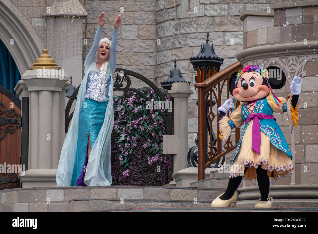 Orlando, Florida. September 25, 2019. Elsa and Minnie on Mickey's Royal ...