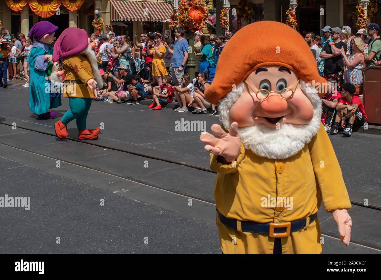 Orlando, Florida. September 25, 2019. Colorful Seven Dwarfs in Disney ...