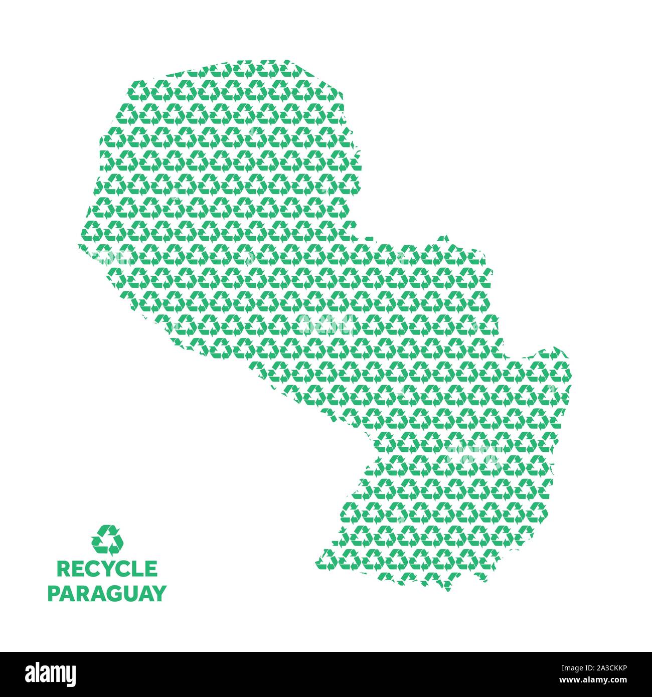 Paraguay map made from recycling symbol. Environmental concept Stock ...