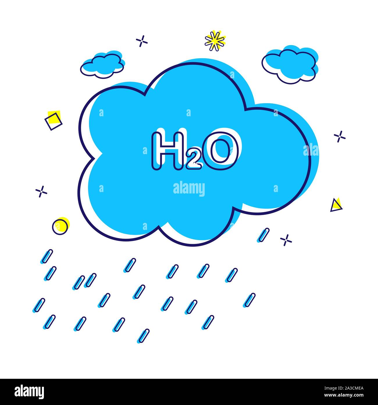Environment and ecology. Cloud with water formula and rain. Concept of ...