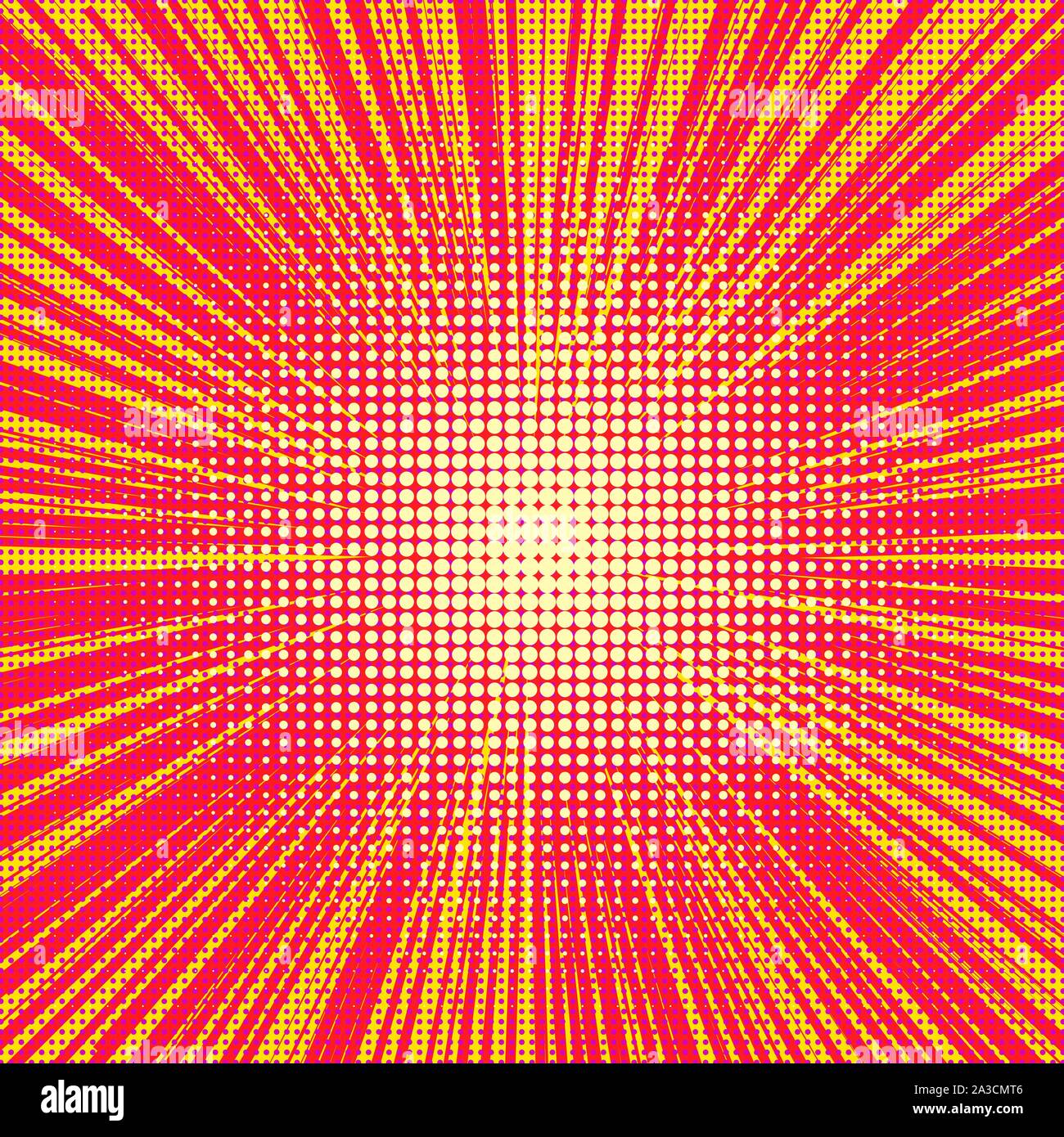 Explosion vector illustration. Retro pop art background with dots ...