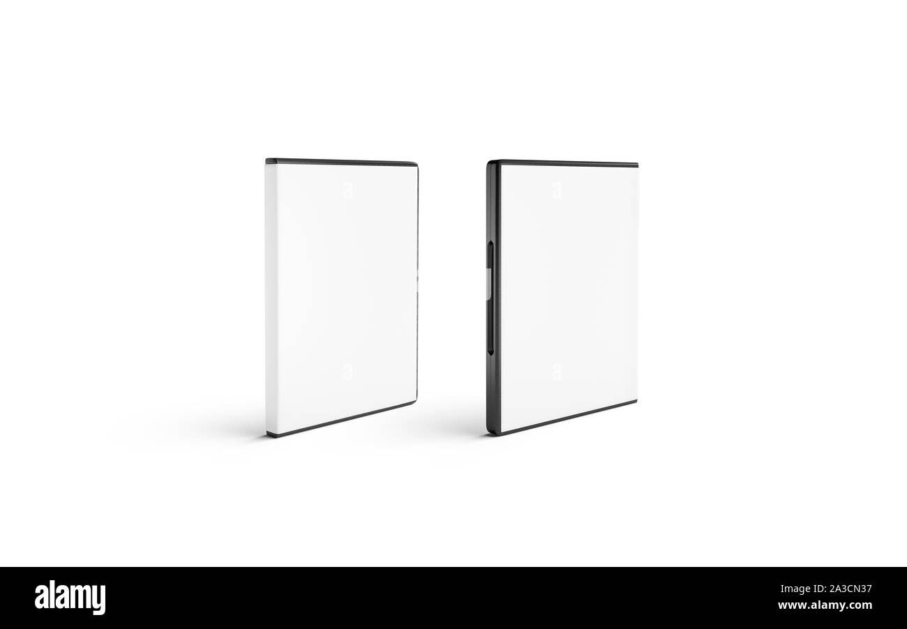 Blank white closed dvd disk case mockup stand isolated Stock Photo - Alamy