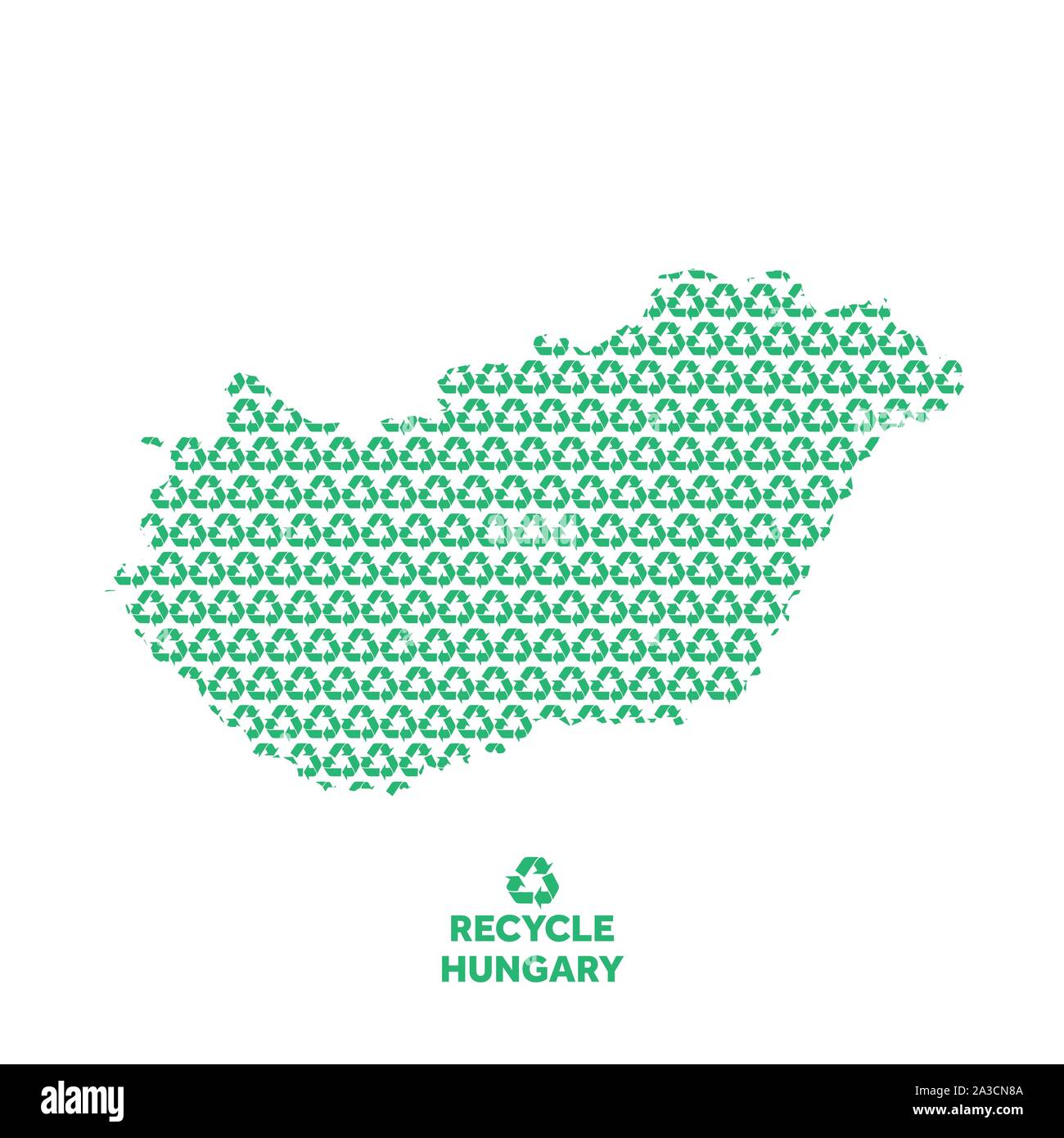 Hungary map made from recycling symbol. Environmental concept Stock ...