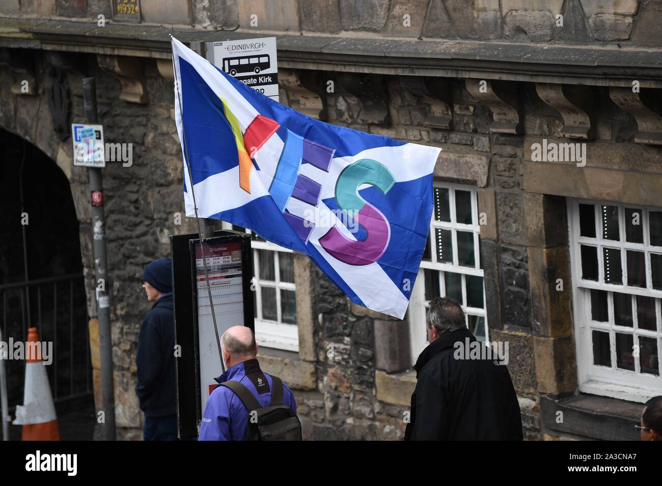 The New YES Saltire flag for AUOB 2019 Edinburgh Stock Photo - Alamy