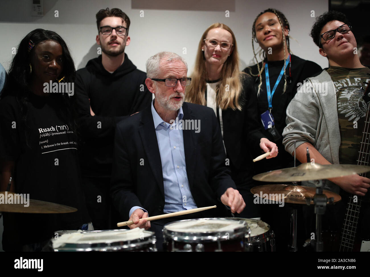 EMBARGOED TO 2230 MONDAY OCTOBER 07 Labour leader Jeremy Corbyn and Cat ...