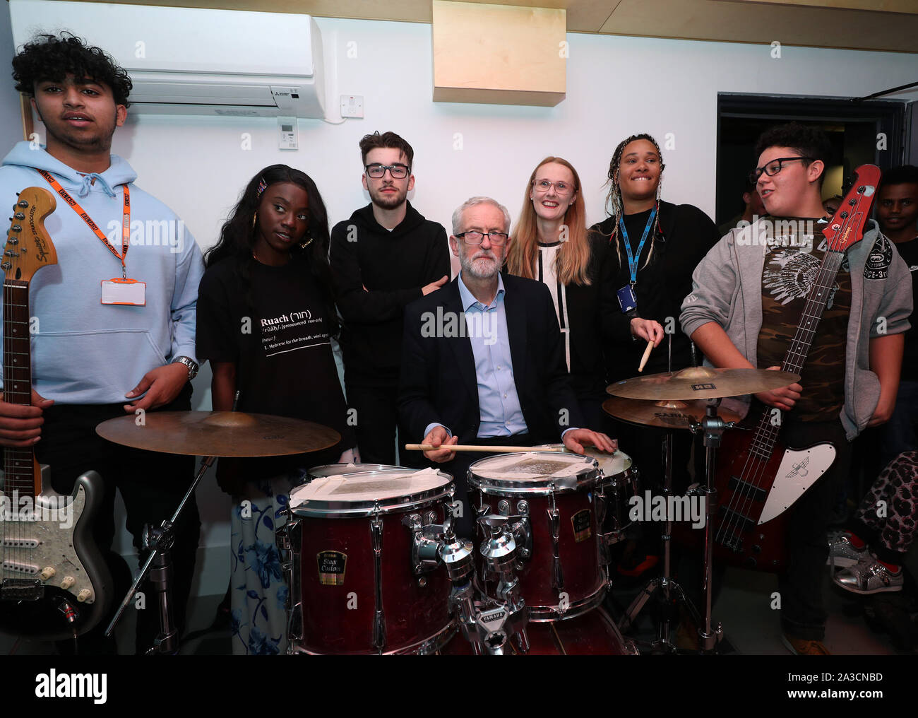 EMBARGOED TO 2230 MONDAY OCTOBER 07 Labour leader Jeremy Corbyn and Cat ...