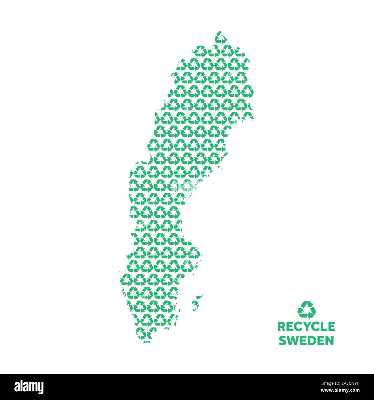 Sweden map made from recycling symbol. Environmental concept Stock ...