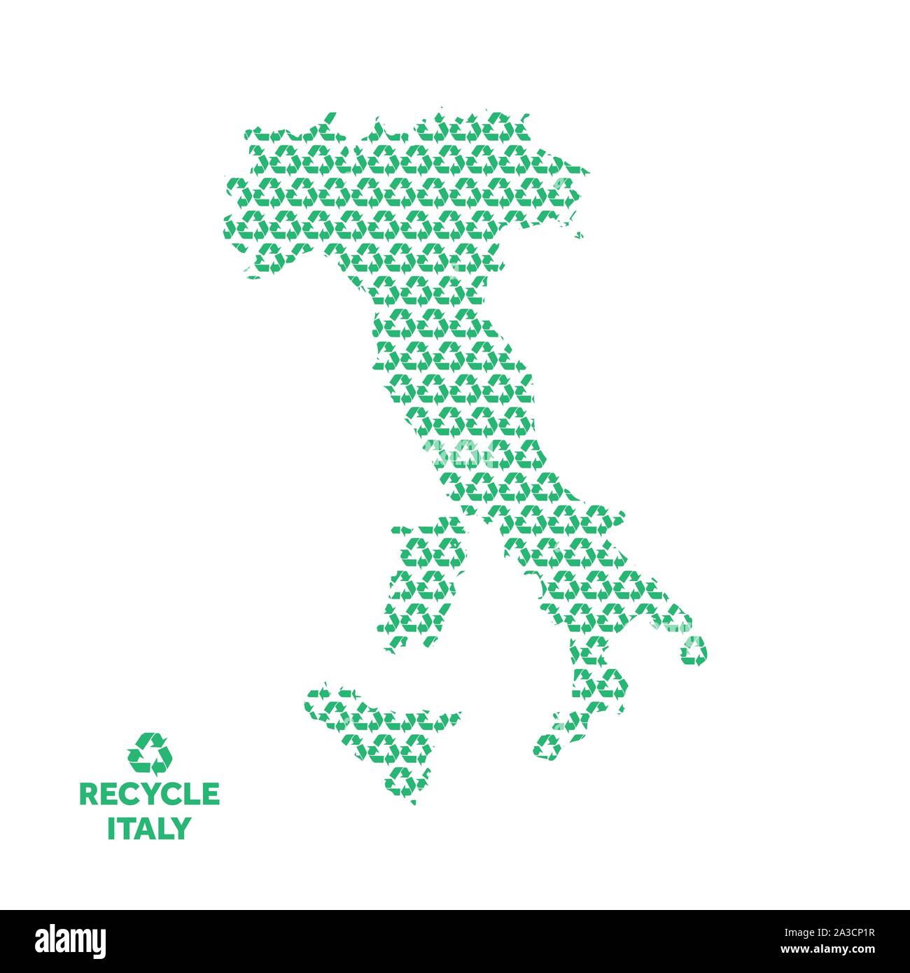 Italy map made from recycling symbol. Environmental concept Stock ...
