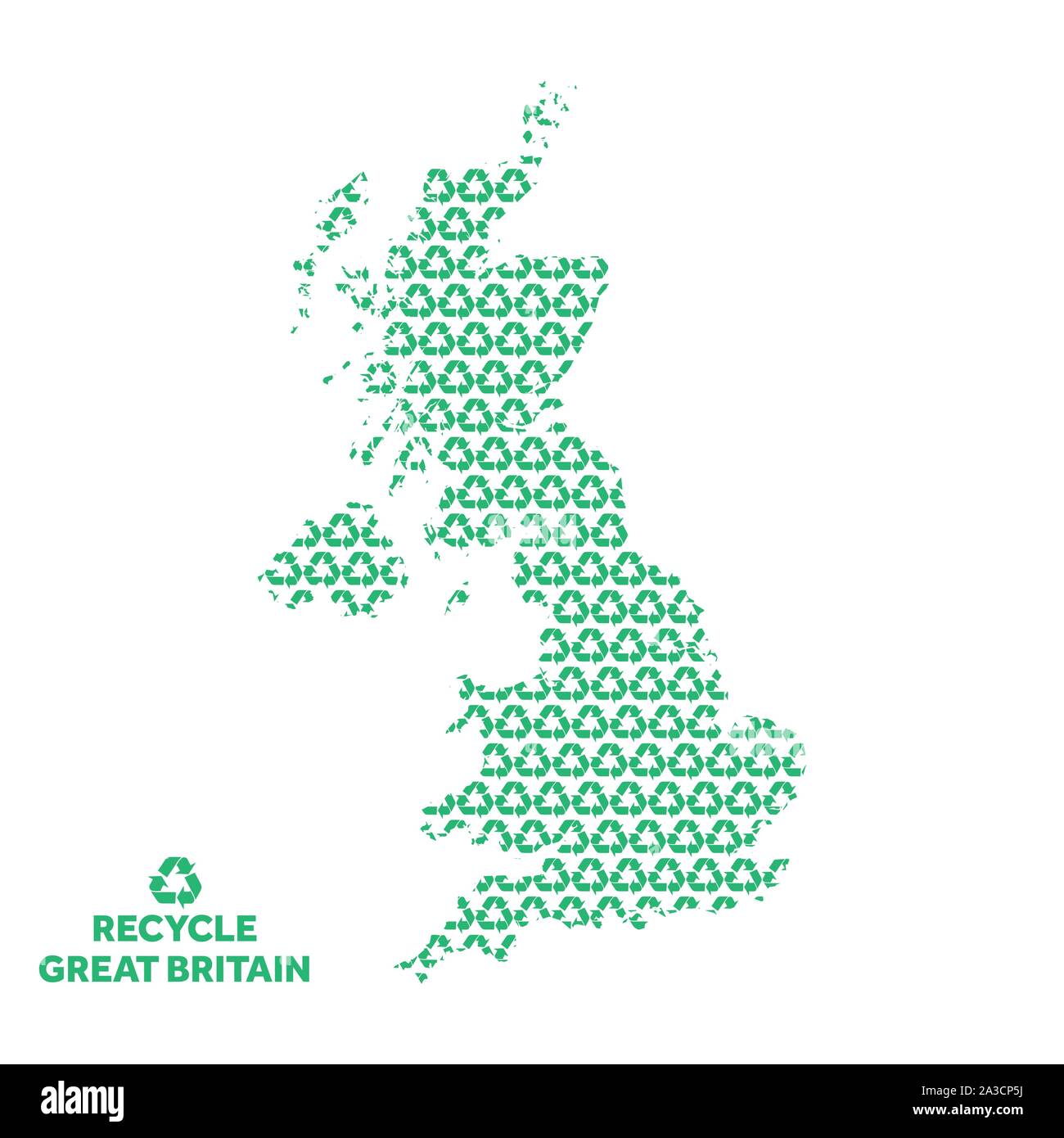 UK map made from recycling symbol. Environmental concept Stock Vector ...