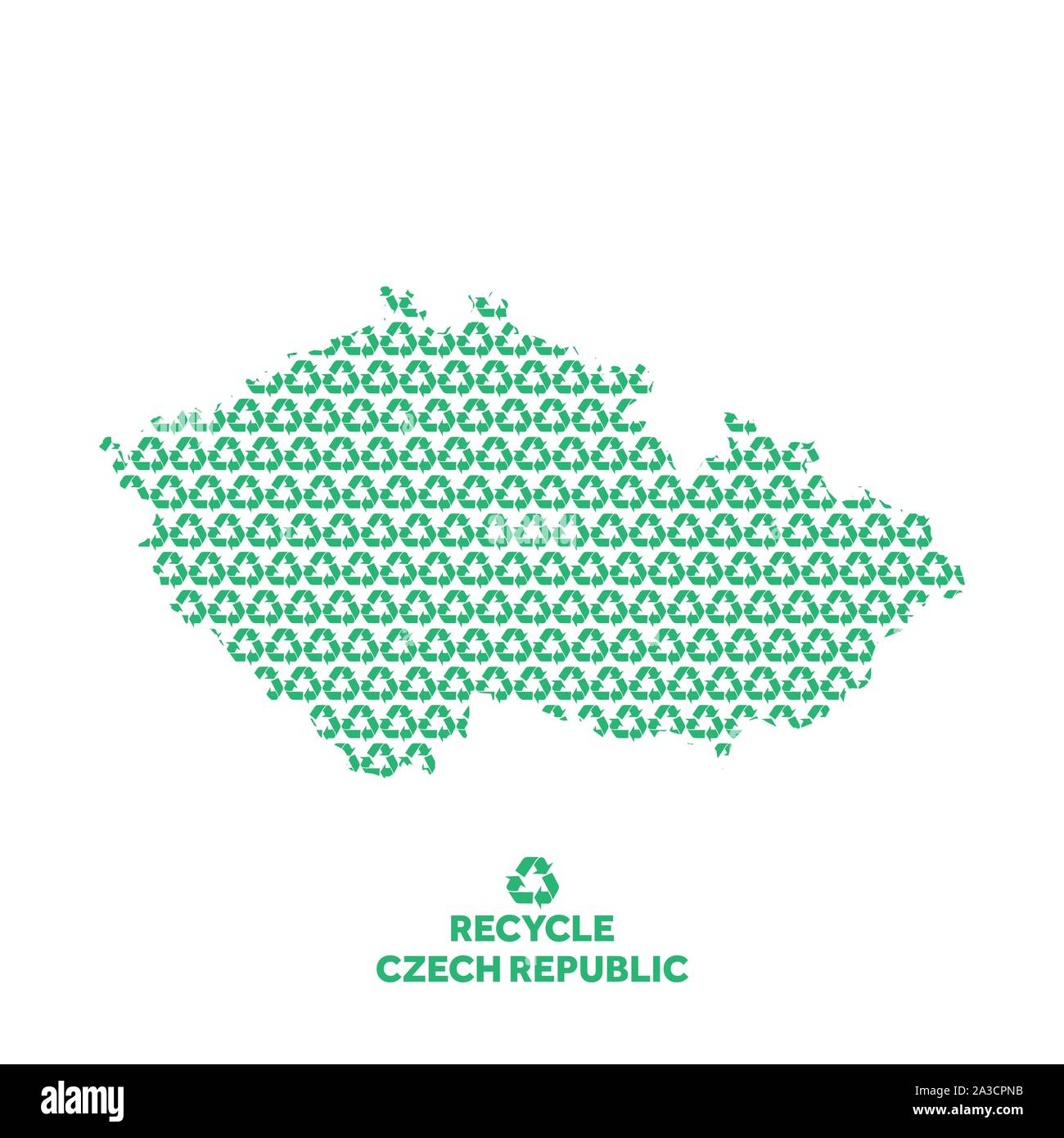 Czech Republic map made from recycling symbol. Environmental concept ...