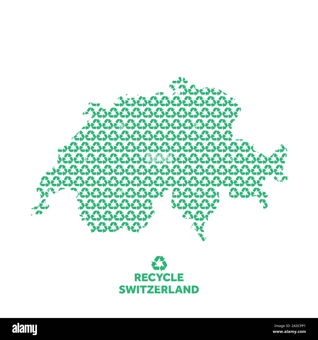 Switzerland map made from recycling symbol. Environmental concept Stock ...