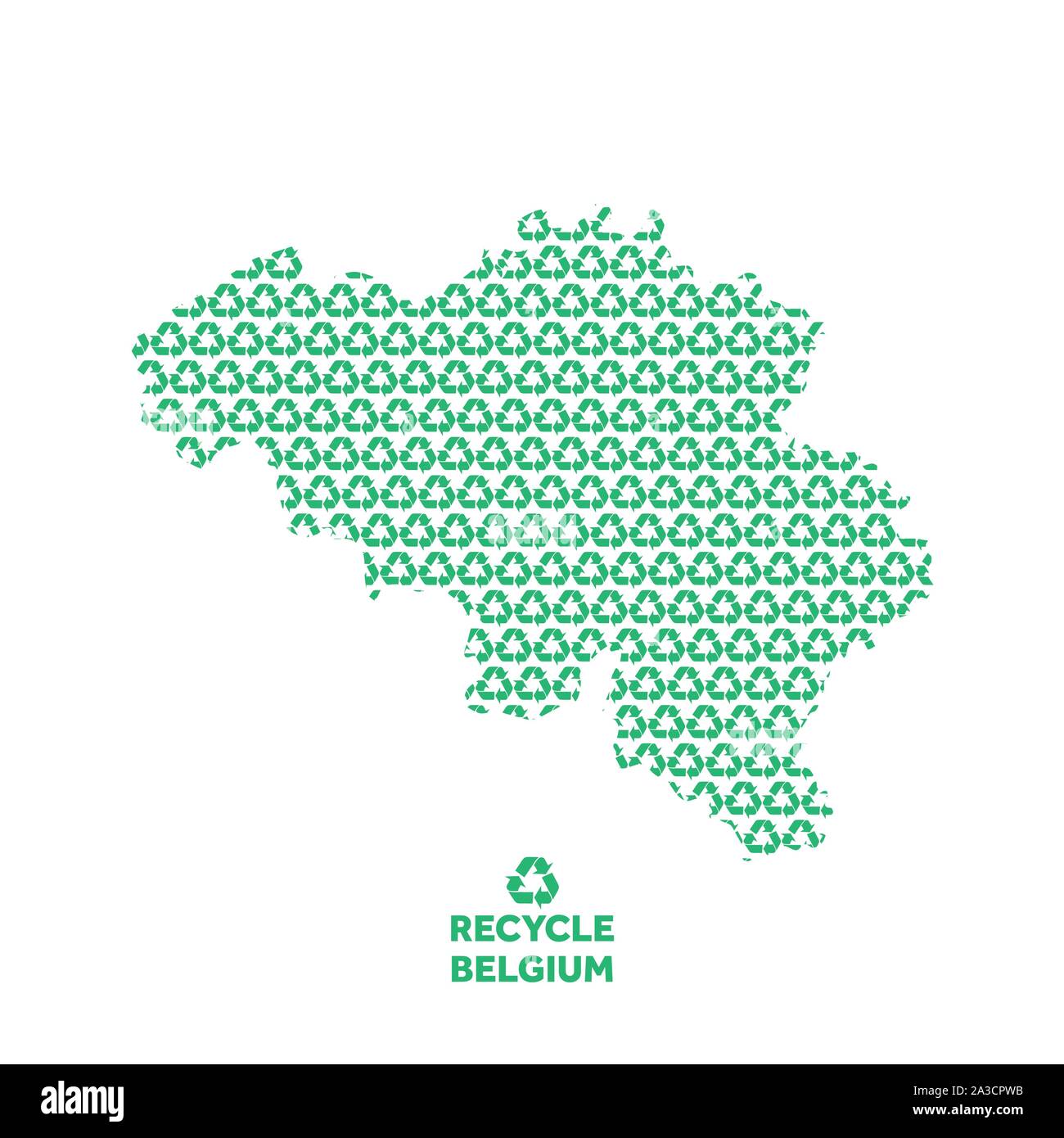 Belgium map made from recycling symbol. Environmental concept Stock ...