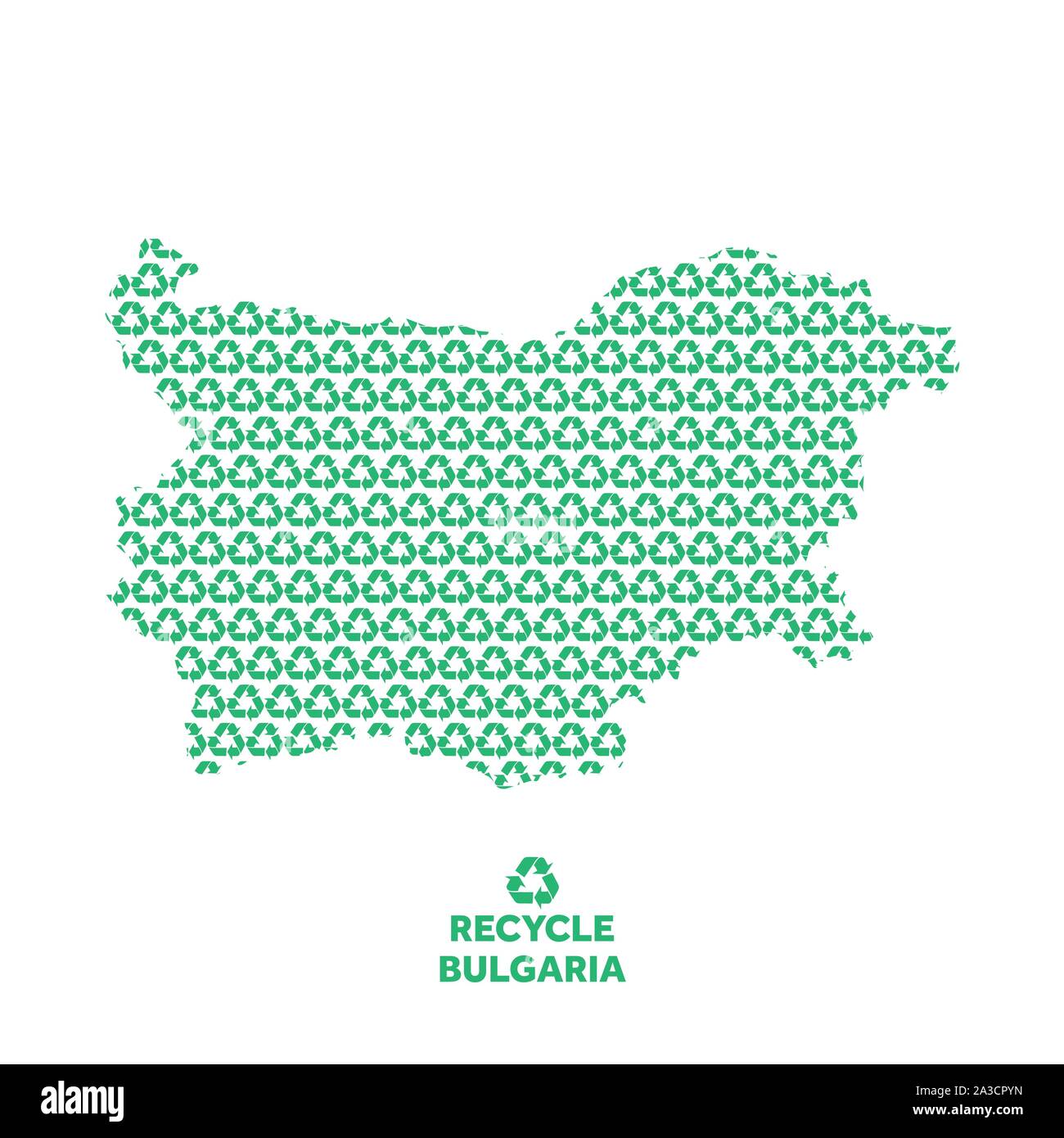 Bulgaria map made from recycling symbol. Environmental concept Stock ...