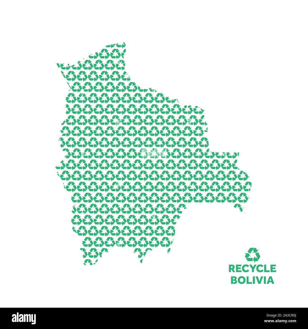 Bolivia map made from recycling symbol. Environmental concept Stock ...