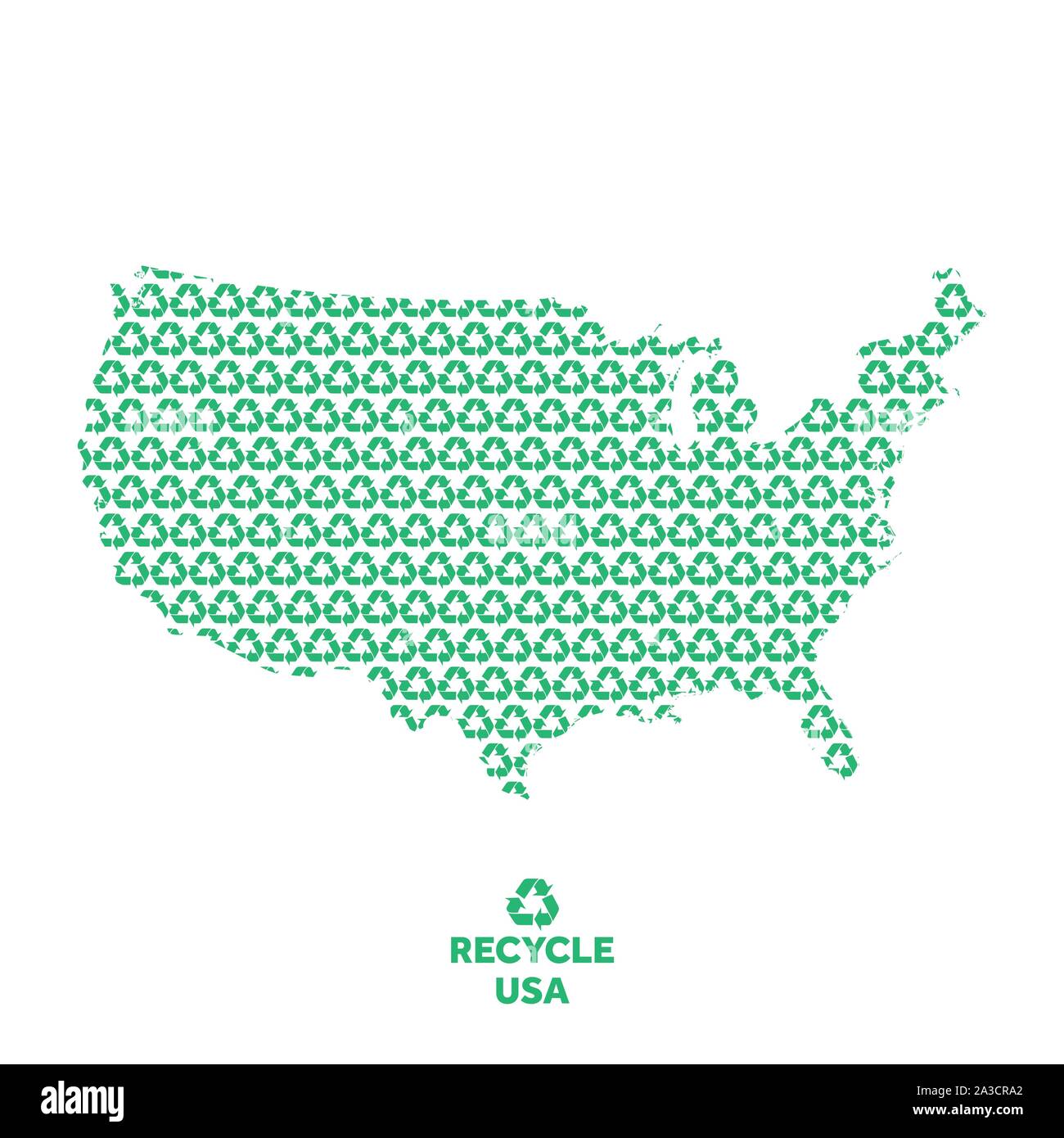 USA map made from recycling symbol. Environmental concept Stock Vector ...