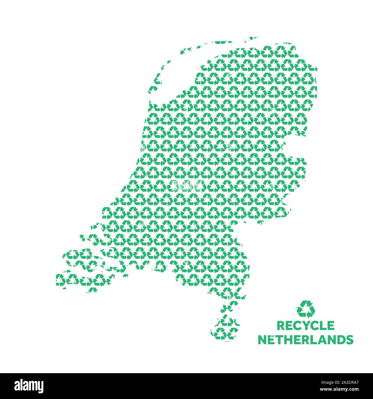 Netherlands map made from recycling symbol. Environmental concept Stock ...