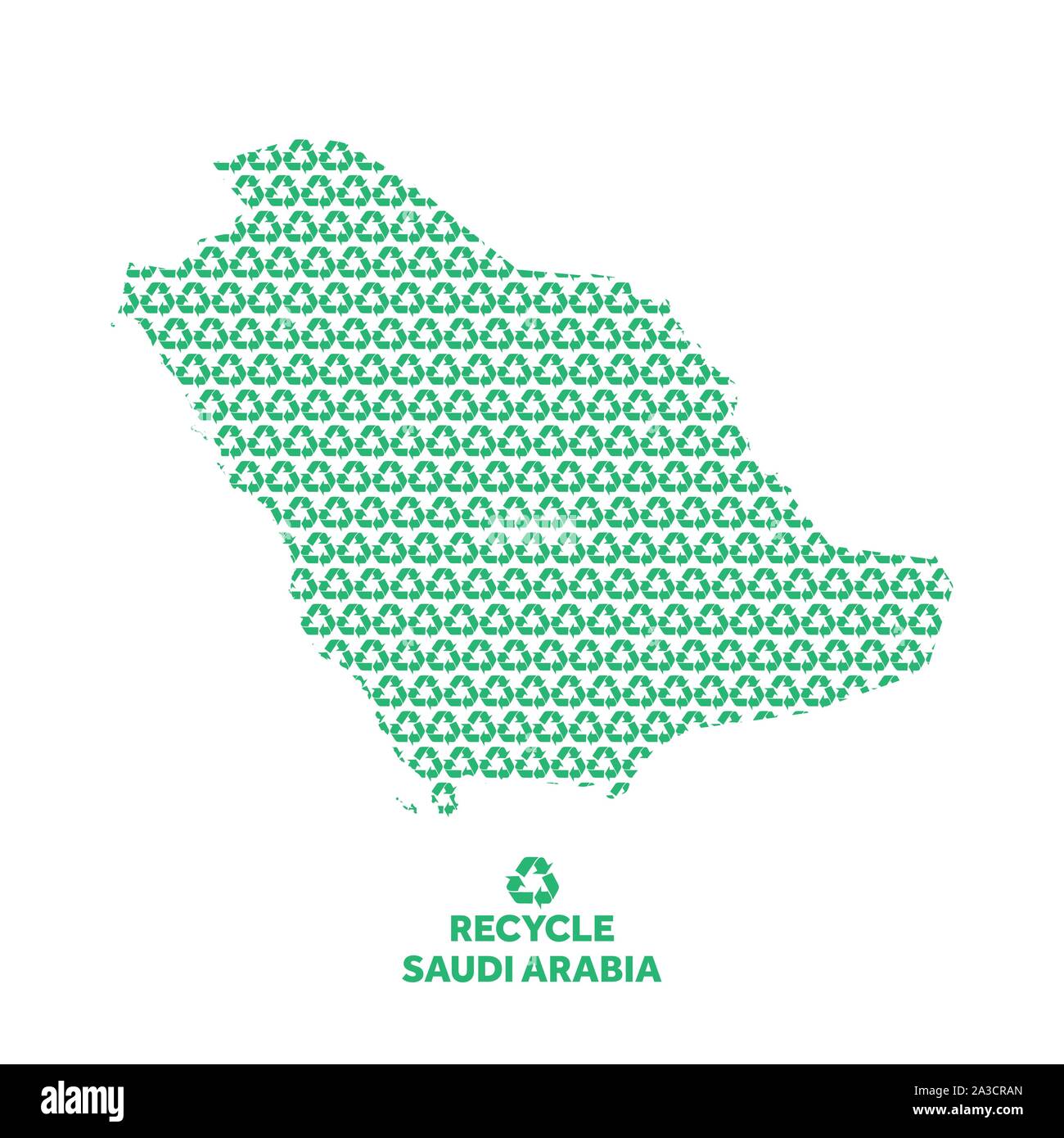 Saudi Arabia map made from recycling symbol. Environmental concept ...