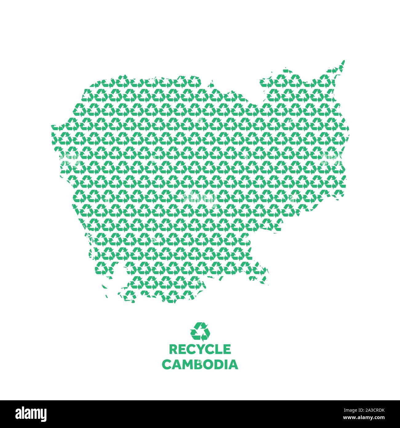 Cambodia map made from recycling symbol. Environmental concept Stock ...