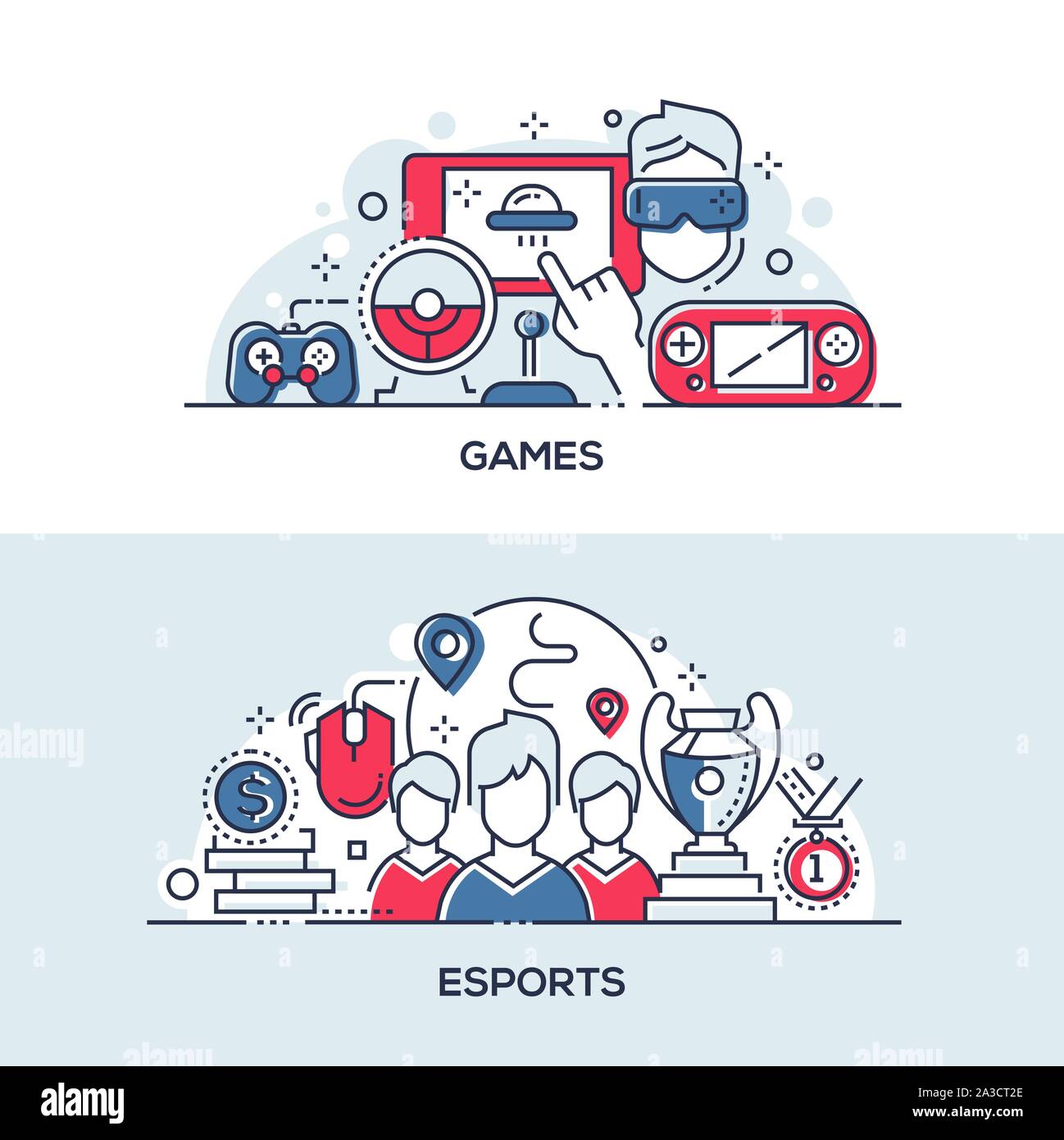 Esports and games linear banner templates set Stock Vector Image & Art ...