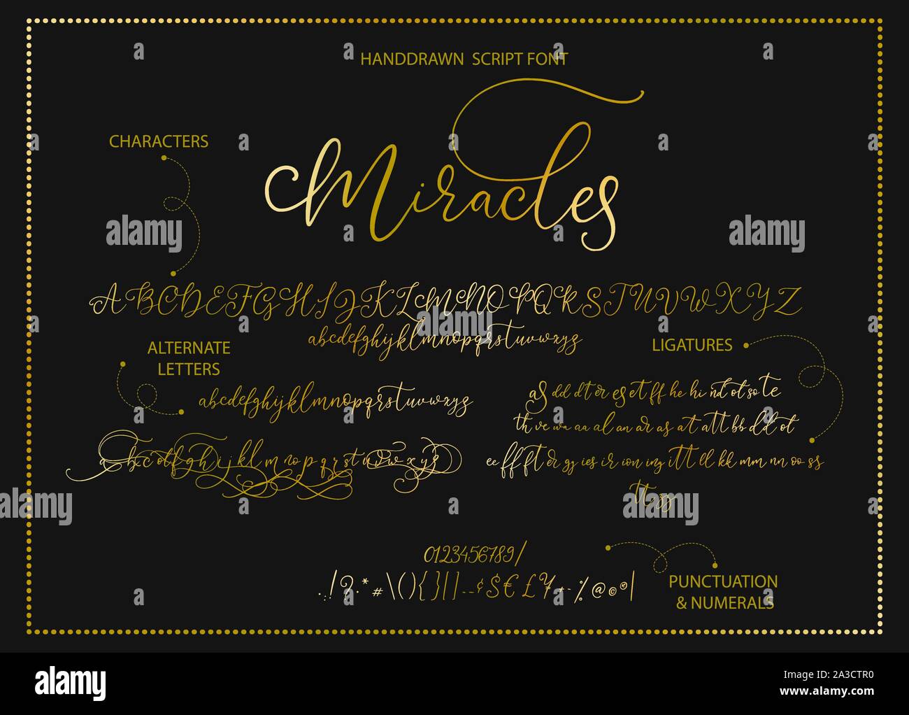 Hand drawn vector alphabet font font with letters, numbers, symbols ...