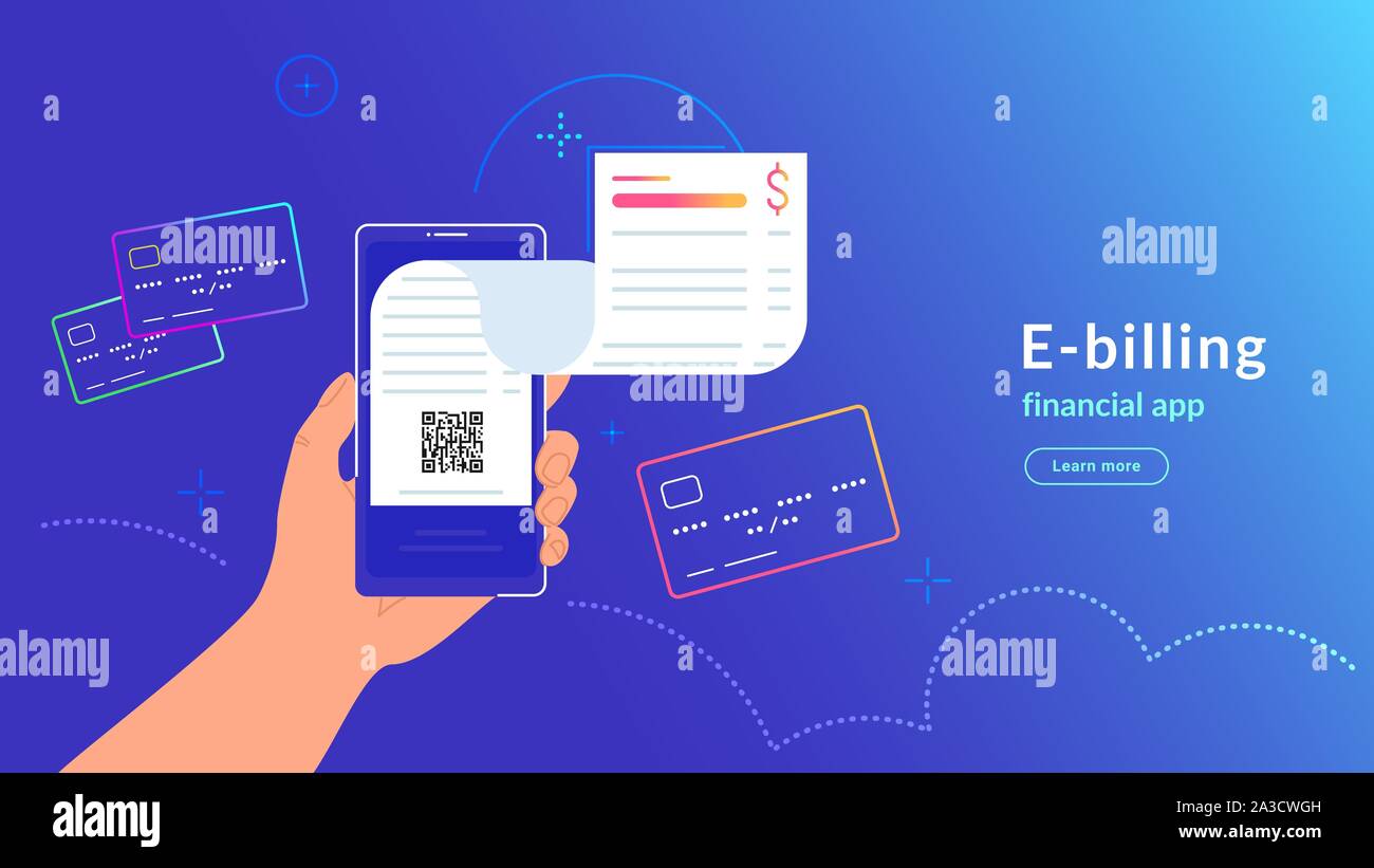 E-billing after payment by credit card via electronic wallet. Vector ...