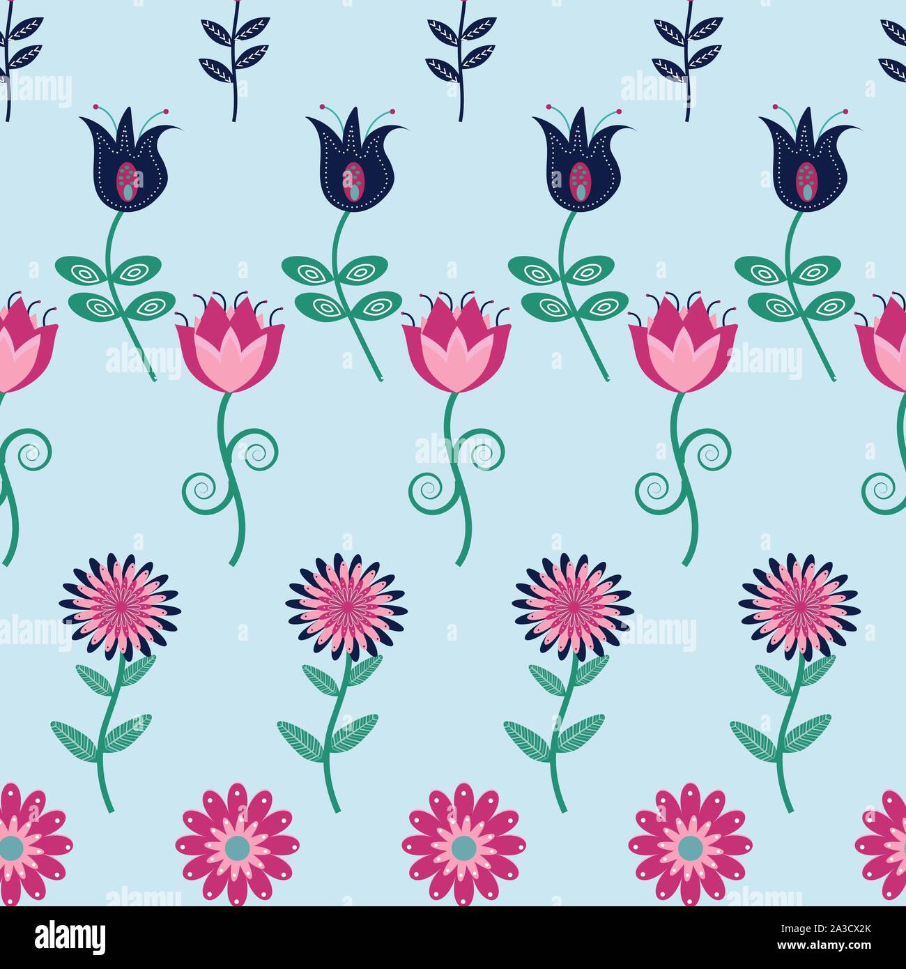Seamless vector flower pattern in folk art style Stock Vector Image ...